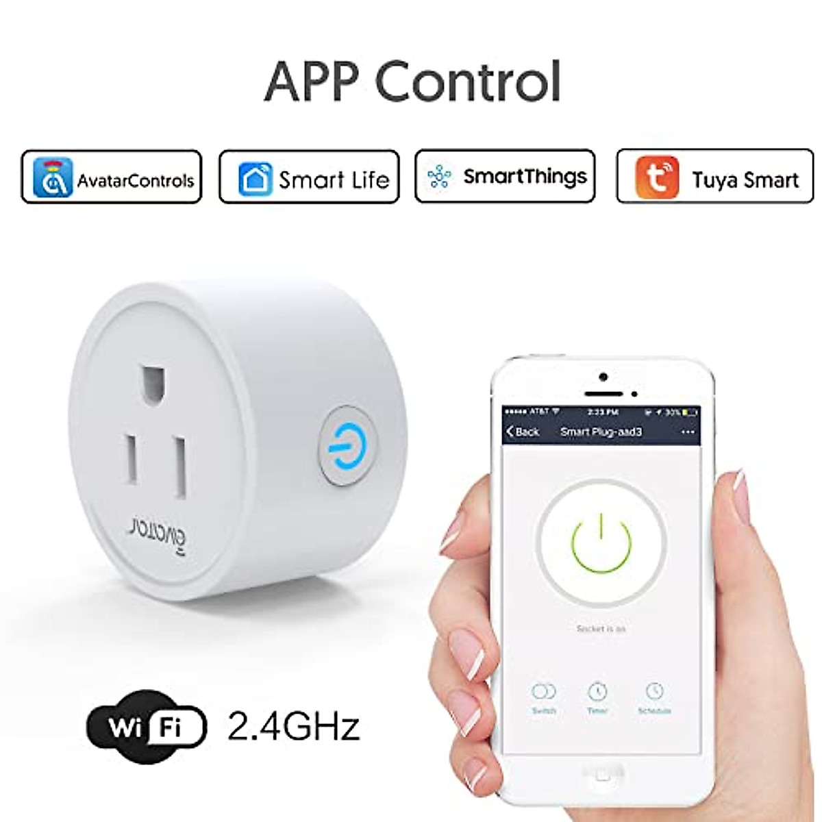 Avatar Controls Smart Plugs Wi-Fi Outlet 4 Pack - Smart Plugs That Work with Alexa/Google Home/Smart Life, Timer ON/Off Plug, Schedule Built-in App, Mini Wireless Socket, No Hub Required