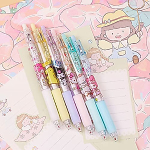 FourFine 6 Pcs Kawaii Pens Anime Kitty Pen Merchandise Black Ink 0.5mm Ballpoint Pens Cat Office School Supplies for Girls Women Press Gel Pen