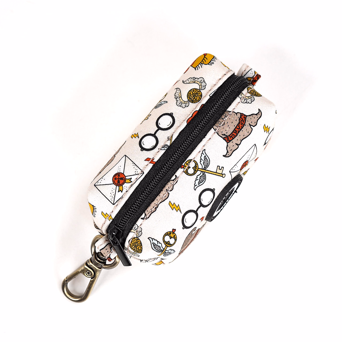 Organic Cotton Dog Poop Bag Holder for Leash Brass Hardware Waste Bag Dispenser Pet Waste Management Solution