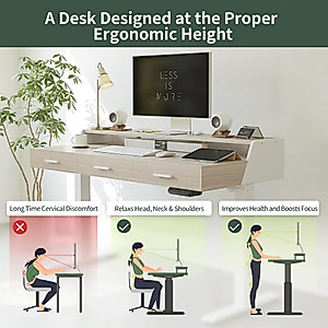 FEZIBO Height Adjustable Electric Standing Desk with Pencil Holder, 55 x 24 Inches Stand Up Desk, Sit Stand Desk with White and Light Rustic Top and White Frame