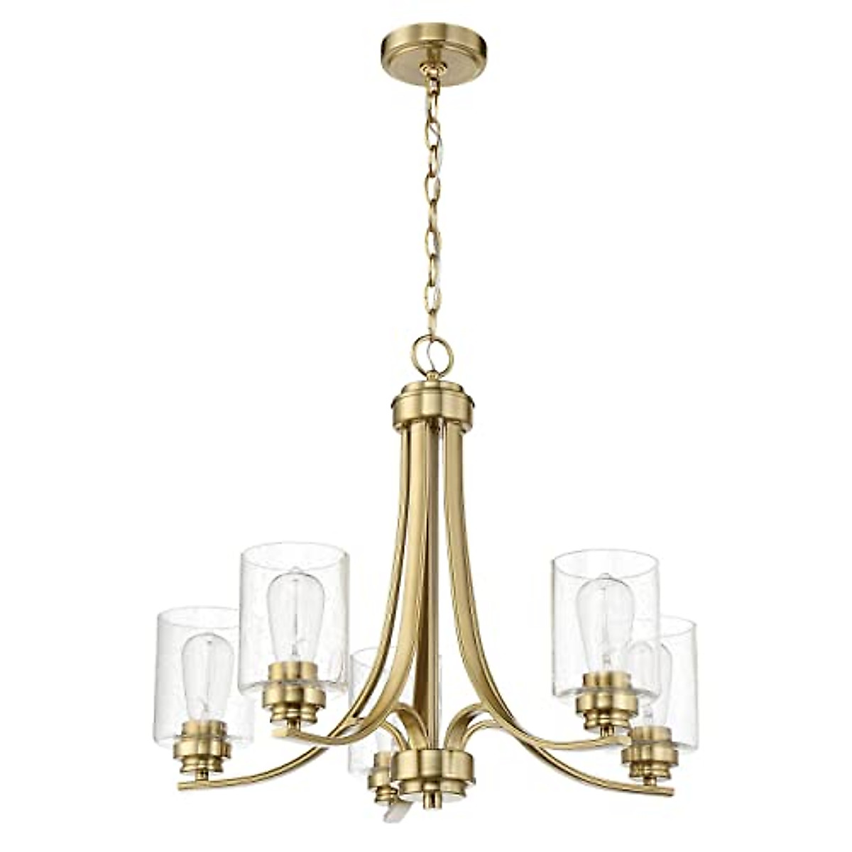 Craftmade 50525-BNK Bolden Clear Seeded Glass Shade Chandelier, 5-Light 500 Watts, Brushed Polished Nickel