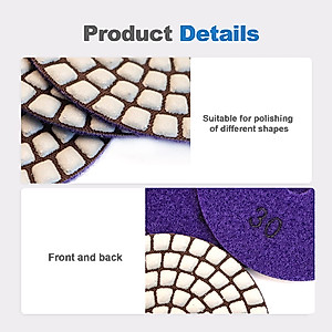 Dry Diamond Polishing Pads - 8pcs 4 inch #30 Sanding Pads Kit for Granite Marble Ceramic Used on Angle Grinder or Polisher