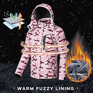 WULFUL Women’s Waterproof Snow Ski Jacket Mountain Windproof Winter Coat with Detachable Hood