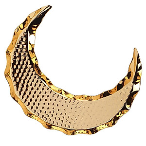 HERCHR Gold Decorative Serving Tray, Half‑Moon Shape Coffee Tea Tray Fruit Plate Coffee Serving Tray for Home Decoration