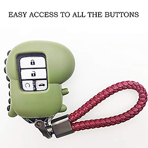 Cute Dinosaur Car Key Fob Cover Case for Honda Smart keyless Entry Remote 4 Buttons Car ,Anti-Lost KeyChain Straps Car Key Shelf Protector for Honda 2020 2021 Accord Civic Pilot Odyssey Crv Clarity