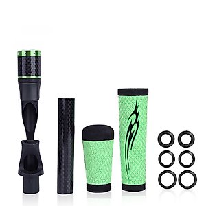 4Pcs Spinning Fishing Rod Handle, Rod Building Kit Soft PU Rod Holder Green for Rod Building Grip with Reel Seat