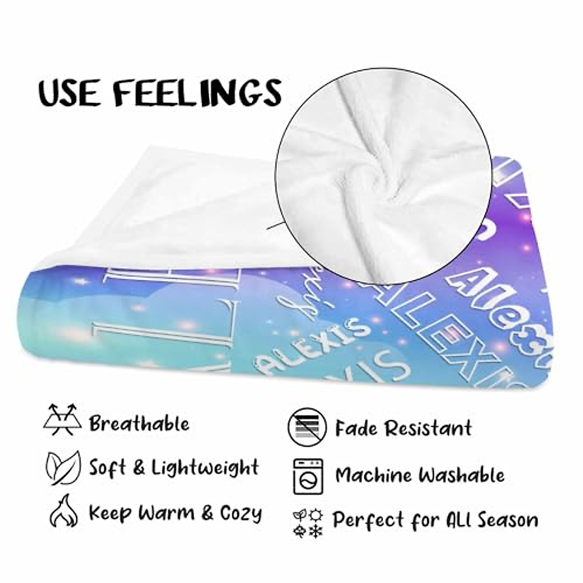 Enjoyyjl Custom Monogram Blanket with for Girl Daughter, Personalized Blanket with Initial Name for Girls Teens Women Friends Besties BFF Customized Christmas Birthday Gift Items for Bedroom