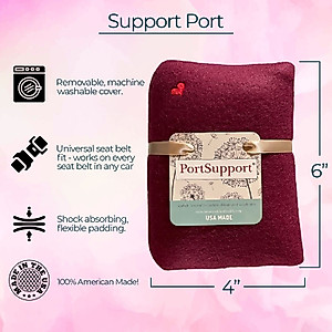The Breast & Chest Buddy Port Support - Seatbelt Pads for Open Heart Surgery and Mastectomy Recovery - Burgundy