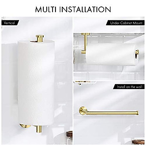 KES Kitchen Paper Towel Holder Brushed Brass for 11-Inch Long Paper Towel Roll Wall Mount Dispenser SUS 304 Stainless Steel, A2175S30-BZ