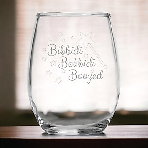 Bibbidi Bobbidi Boozed - 15 oz Stemless Wine Glass - Movie Gifts - Funny Birthday Present - Fairy Godmother - Cinderella Princess Theme