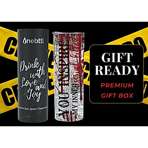 Onebttl True Crime Gifts for Women, Crime Scene Merchandise Cups, Mugs for Crime Show Lovers, 20Oz Stainless Steel Travel Tumbler, White, Inspire