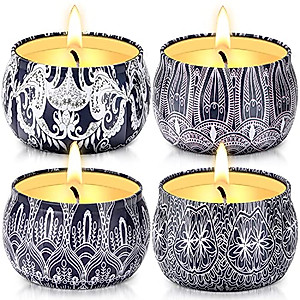 Hausware Citronella Candles - 4 Pack Citronella Candles Outdoor Set，Indoor Scented Soy Wax Candles Portable Travel Tin Gift Set for Home Garden Patio Balcony Decorative