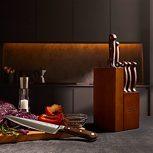 Chicago Cutlery Racine 12-Pc Kitchen Knife Wood Block Set, Stainless Steel Knives, Serrated, Chef, Utility, and Paring Knife, Removable Steak Knife Block, Walnut Handle