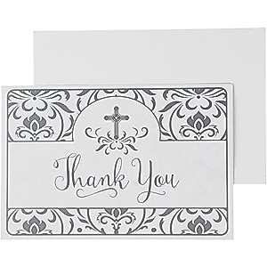 Thank You Postcard Set with Envelopes, Religious Greeting Cards, Floral Design (48 Pack)