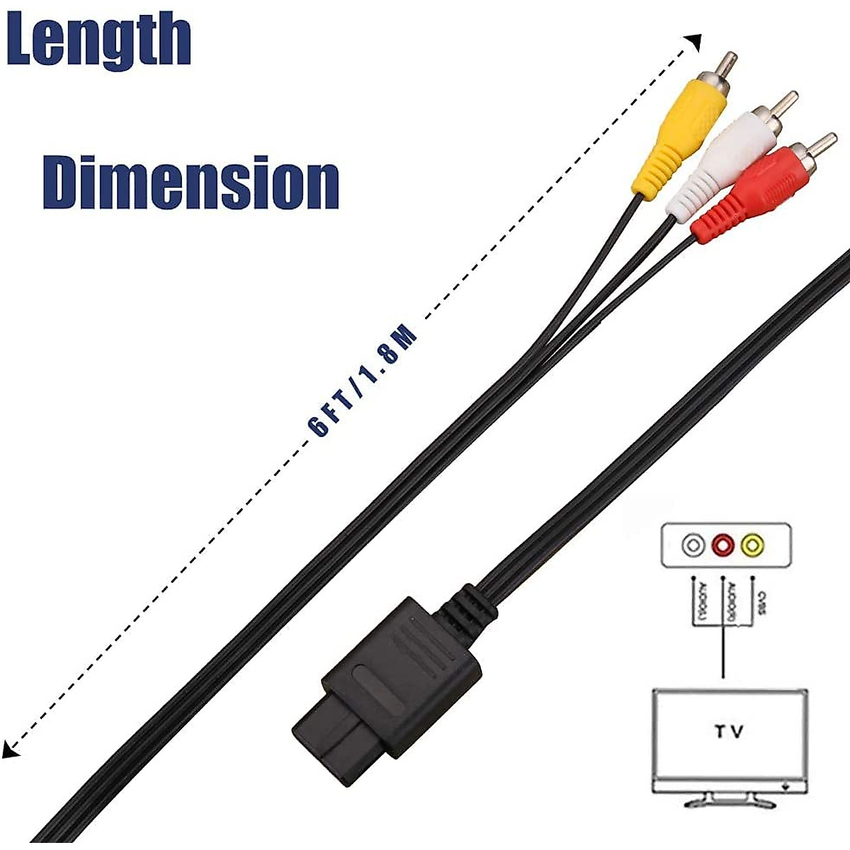 AV Audio / Video Cable Compatible with Nintendo Gamecube