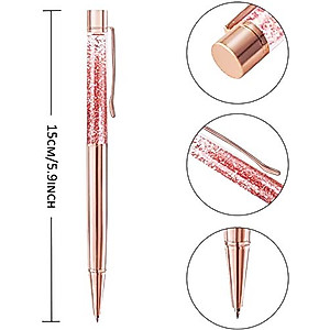 ZZTX 10 Pcs Rose Gold Ballpoint Pens Metal Pen Bling Dynamic Liquid Sand Pen With Refills Black Ink Office Supplies Gift Pens For Christmas Wedding Birthday
