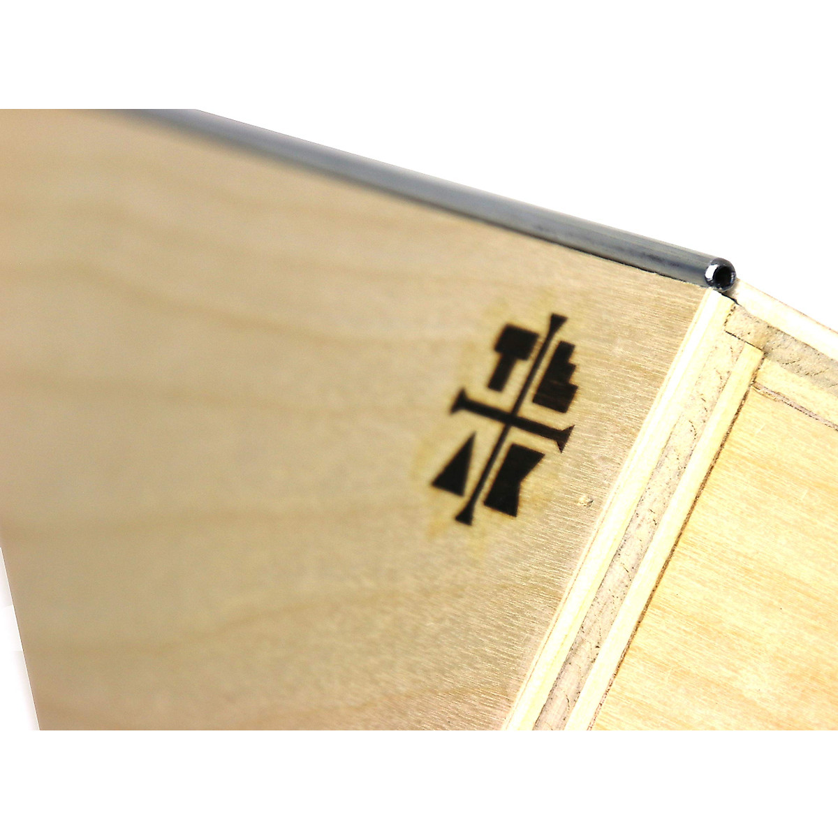 XL Polebank Fingerboard Obstacle - Handmade Ramp in USA - Large Park Sized with Steel Rail - 12" Long, 4.5" Tall - Teak Tuning