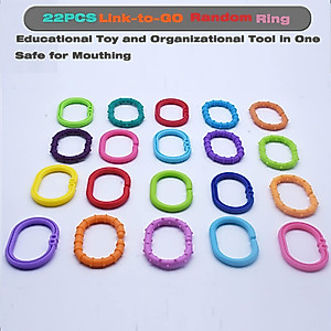 COLVWOFA Baby Toys Links-to-Go Car Seat and Hanging Stroller Ring Toy, Larger Connecting Ring Travel Accessory Set