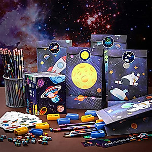 162 Pcs Space Party Favors Kids Included Space Pencils Space Erasers Gift Bag Tattoo Stickers Bookmarks Ruler Notebook Sharpener Outer Space Themed Birthday Gift Party Supplies for Boys Girls Kids