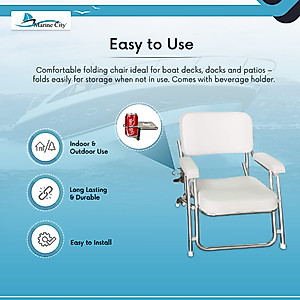 MARINE CITY Aluminum Portable Folding Cushioned Comfortable Boat Deck Beach Chair with Foam Padding for Marines – Boats – Yachts – Ships (Pack of 1)
