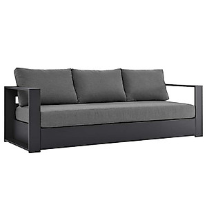 Modway Tahoe 4-Piece Fabric/Powder-Coated Aluminum Outdoor Set in Charcoal/Gray