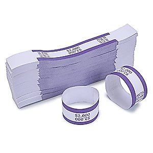 L LIKED Pack of 500 Currency Band Self Sealing Currency Straps Bands Money Bill Wrappers (Purple $2000-500 PCS)
