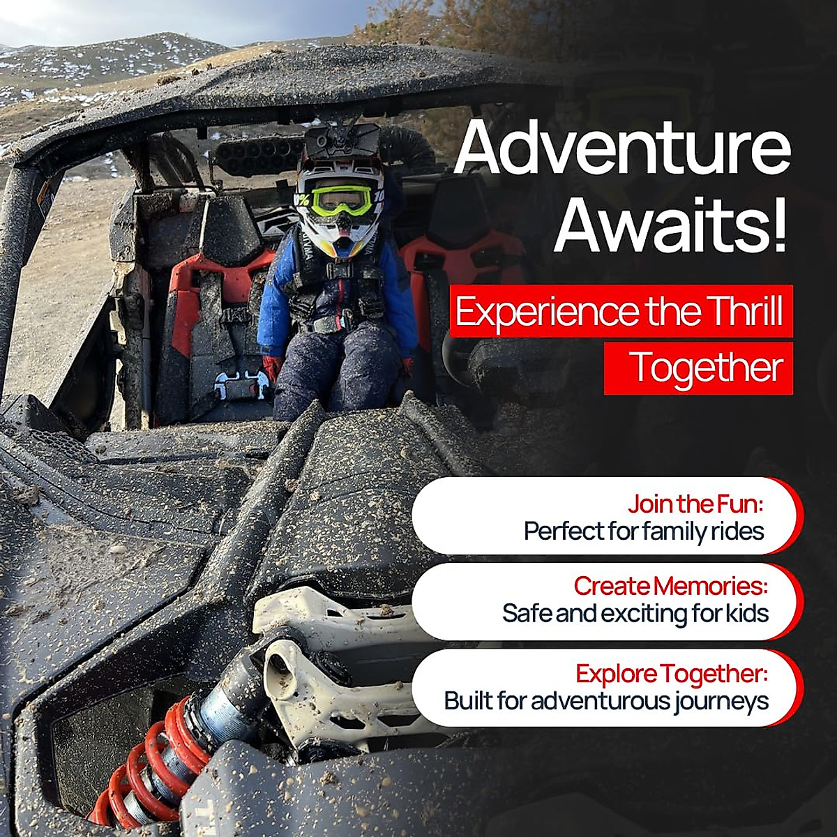 UTVMA Maverick X3/X3 MAX Bump Seat with 4-point Harness | Center Seat | Middle Seat | Kid Seat | Hump Seat