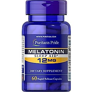 Puritans Pride Melatonin 12 mg 60 Count, White
