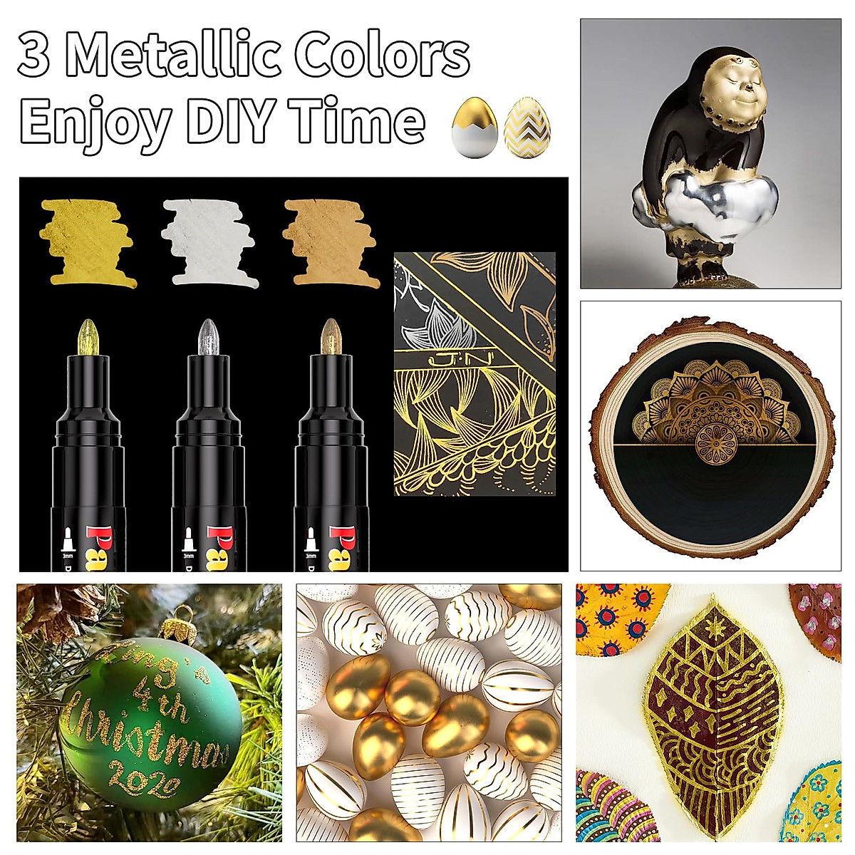 Zobbx Permanent Paint Pens Markers - 18 Colors Dual Tip Oil Based Waterproof Paint Marker for Metal Glass Plastic Wood Canvas Rock Painting, Stocking Stuffers Art and Craft Supplies