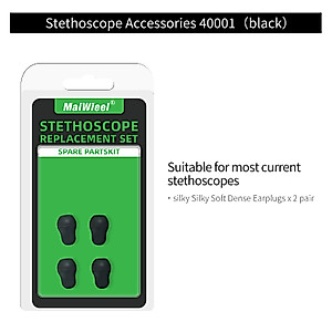 Stethoscope Spare Parts Kit, Snap Tight Soft-Sealing Ear-Tips 40001,Replacement for Littmann Classic Stethoscopes,Compatible with Littman Cardiology,Ear Pieces,Black