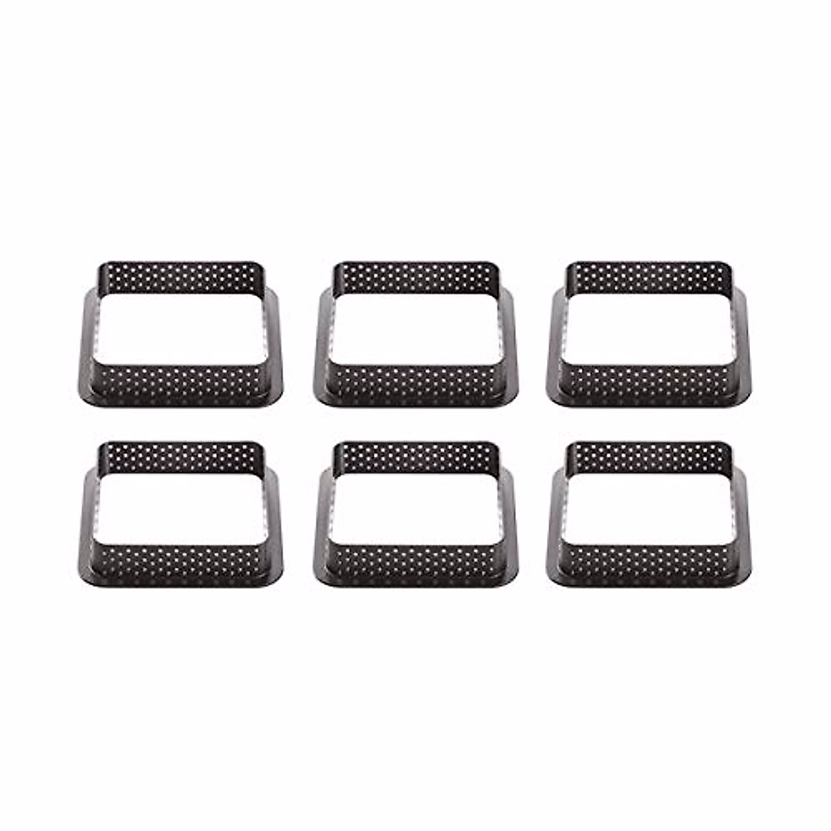 Silikomart "Kit Tarte Ring Square 80x80 Silicone Mold with 6 Cavities, Each 2.63 Inch x 2.63 Inch x 0.59 Inch High, Plus 6 Heat-Resistant Perforated Plastic Square Cutting Rings