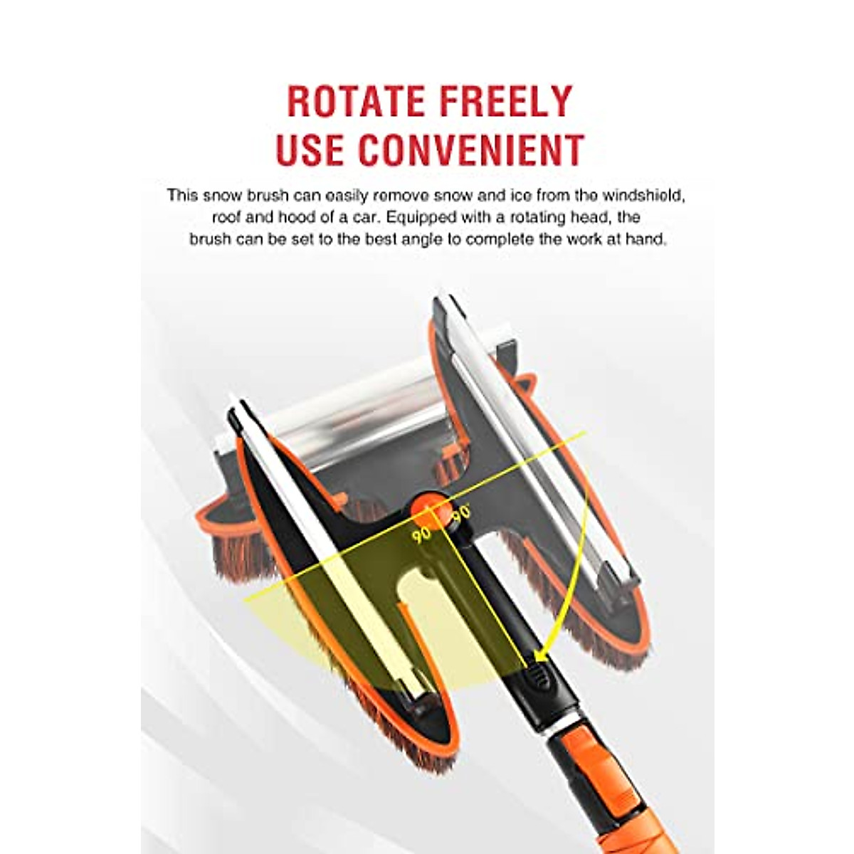 ZYZKPDS 43" Ice Scraper and Extendable Snow Brush for Car Windshield with Foam Grip 2022 New 5 in 1 Sturdy 360° Pivoting Snow Removal Tool for Car SUV Truck