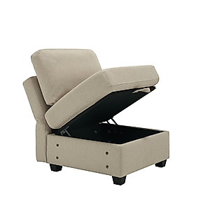 Favfurish 115" U Shape Modular Sofa,Modern Convertible Linen Sectional Couch Set,4 People Seated,Adjustable Arms and Backs,with Reversible Chaise for Living Room,Apartment,Office,Beige, 115in