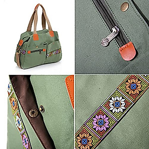 Women's Canvas Vintage Shoulder Bag Hobo Daily Purse Large Tote Shopper Handbag boho crossbody bag Medium Large (#68 green)