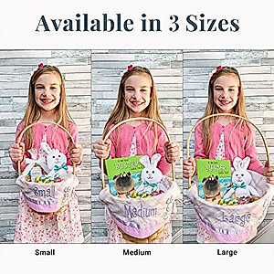 Let's Make Memories Personalized Easter Basket - Create Your Own - Wicker Basket - Embroidered Liner - Medium - Pink Bunny Applique