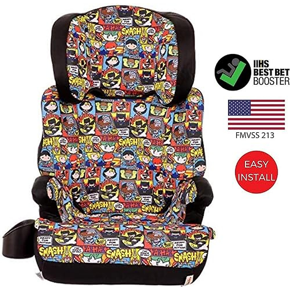 KidsEmbrace High-Back Booster Car Seat, DC Comics Chibi Justice League