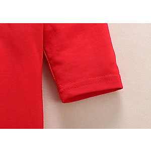 3PC Newborn Baby Girl Boy New Year Tang Suit Red Romper Bodysuit Hat Shoes Outfits (Red, 18-24 M)