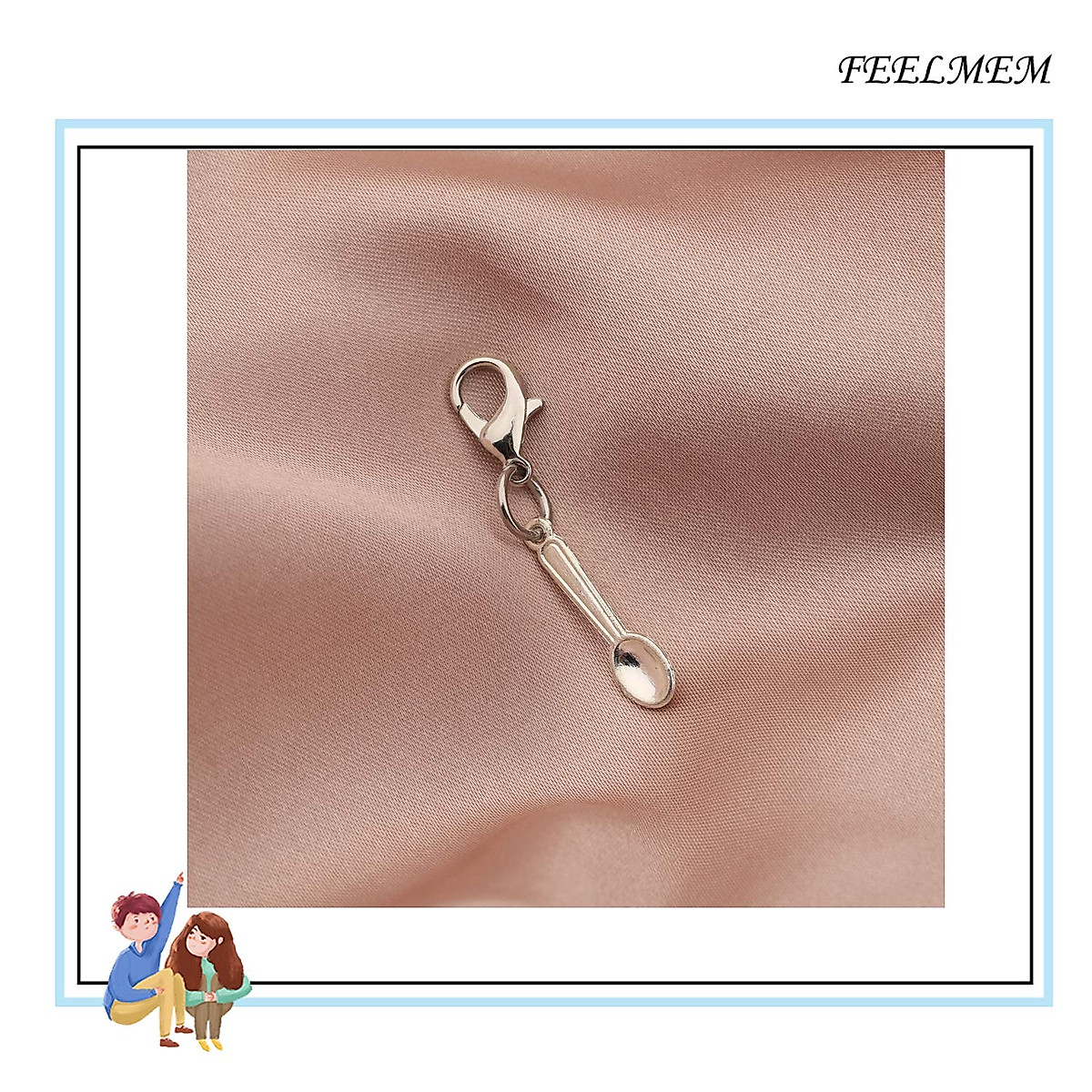 FEELMEM Spoon Charm Little Spoonnie Clip on Charm Zipper Pull Spoon Theory Jewelry Spoonnie Gift Tablespoon Spoon Pendant