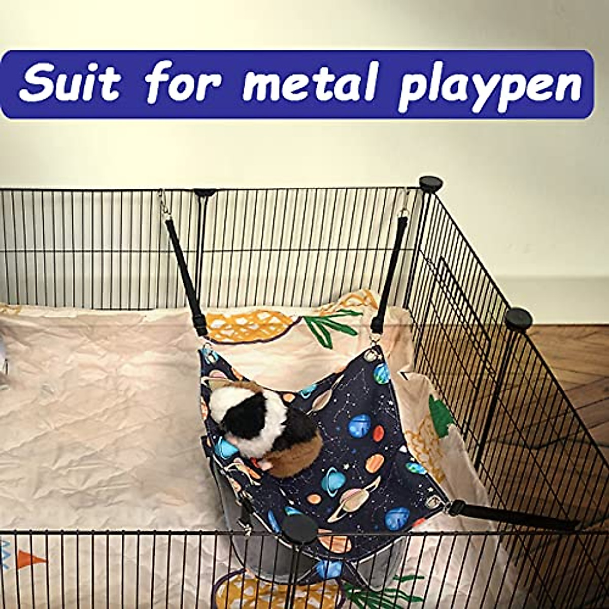 FULUE Ferret Rat Hammock,Ferret Cage Accessories Ferret Guinea Pig Hanging Bed HammockCute Ferret Stuff Tunnel for Cage Set Supplies 13.8inch (Black)