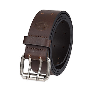 Dickies Men's Leather Double Prong Belt, Brown, 36