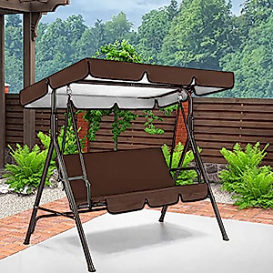 Outdoor Swing Canopy Cover, 2-Seater Canopy Swing Sets for Backyard, Replacement Swing Waterproof Top Cover Set for Patio/Lawn/Garden, Swing Canopy Cushion Sunscreen Uv Protection (No Steel Frame)
