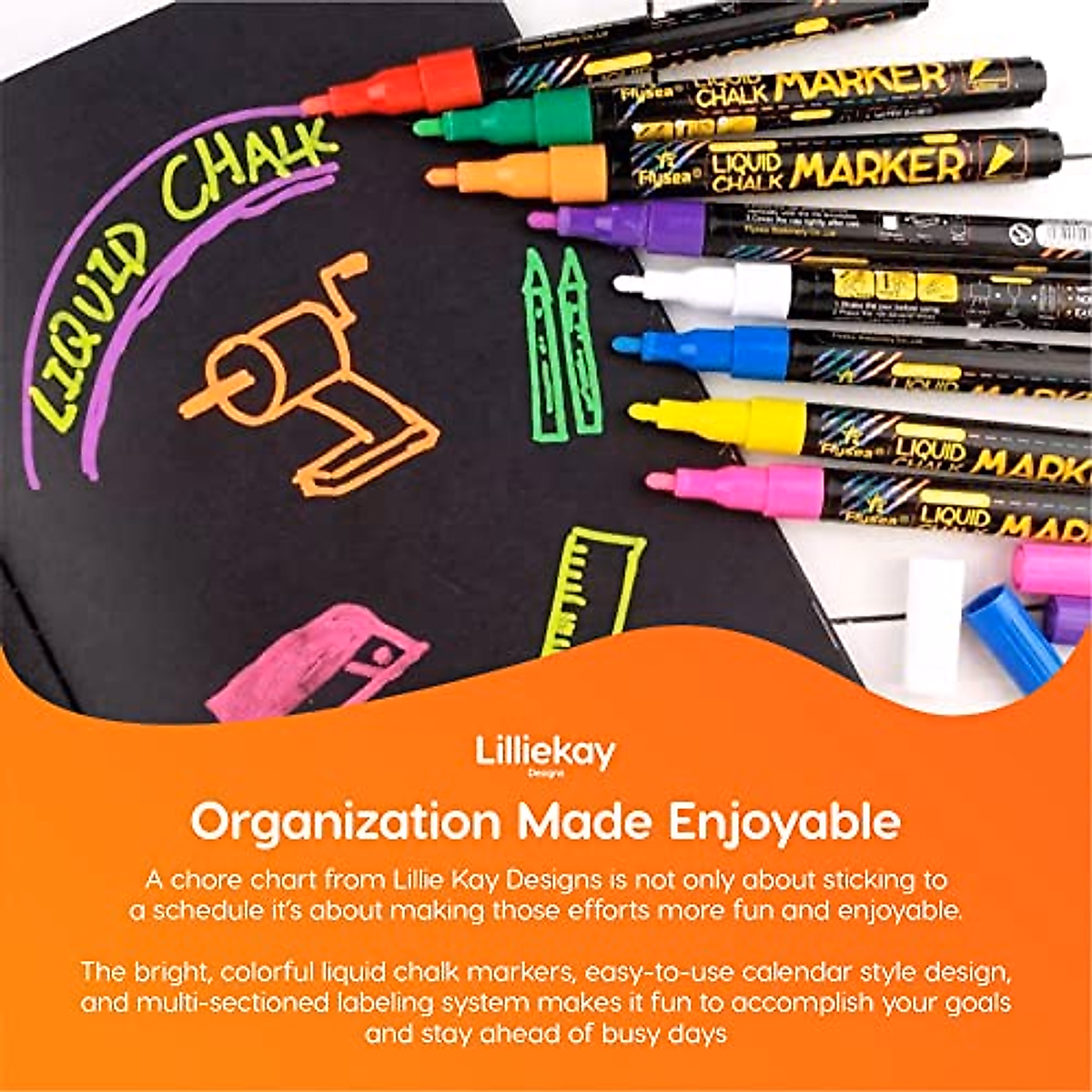 Chore Board | with 8 Pack Vibrant Liquid Chalk Markers | 12x17 Magnetic Dry Erase Chore Chart Reward Chart for Kids and Adults | Chore Chart for Kids Multiple Kids