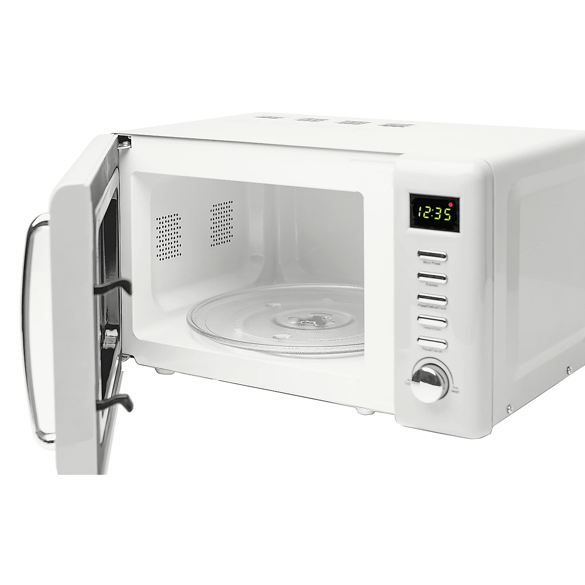 Haden Heritage Vintage 0.7 Cubic Foot 20 Liter 700 Watt Countertop Microwave Oven Kitchen with Turntable and 5 Power Levels, Ivory White
