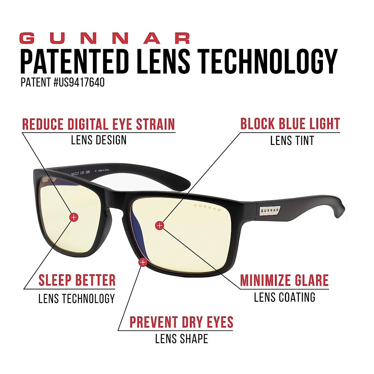 GUNNAR - Premium Gaming and Computer Glasses - Blocks 65% Blue Light - Intercept