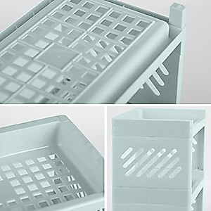 KSTZGTA 3 Hollow Out Plastic Shelf Foldable Desktop Storage Rack Countertop Cosmetic Holder Storage Tray Bathroom Kitchen Tabletop Organizer Kitchen Storage Shelf Rack Organizer, White