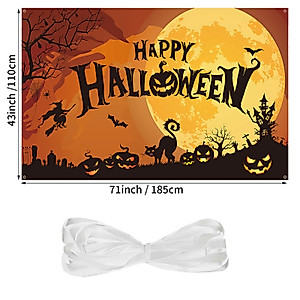 Halloween Backdrop Banner, Extra Large Full Moon Halloween Background Banner, Halloween Party Party Decoration, Halloween Photo Booth Shoot Props Backdrop for Indoor Outdoor Home Garden Decor