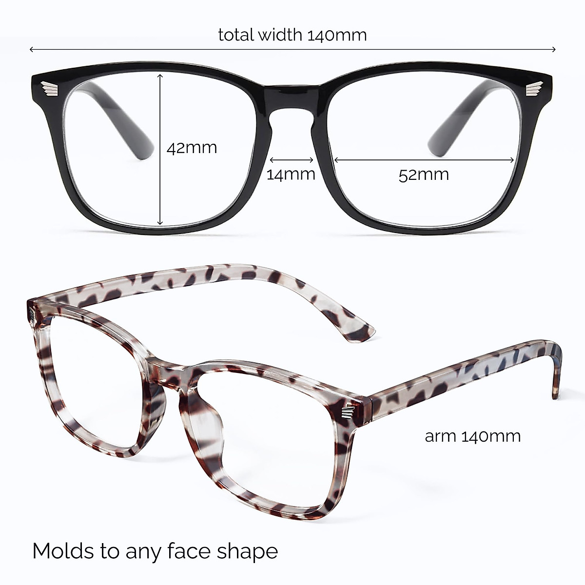 livho 2 Pack Blue Light Blocking Glasses, Computer Reading/Gaming/TV/Phones Glasses for Women Men,Anti Eyestrain & UV Glare (Matte Black+Leopord)