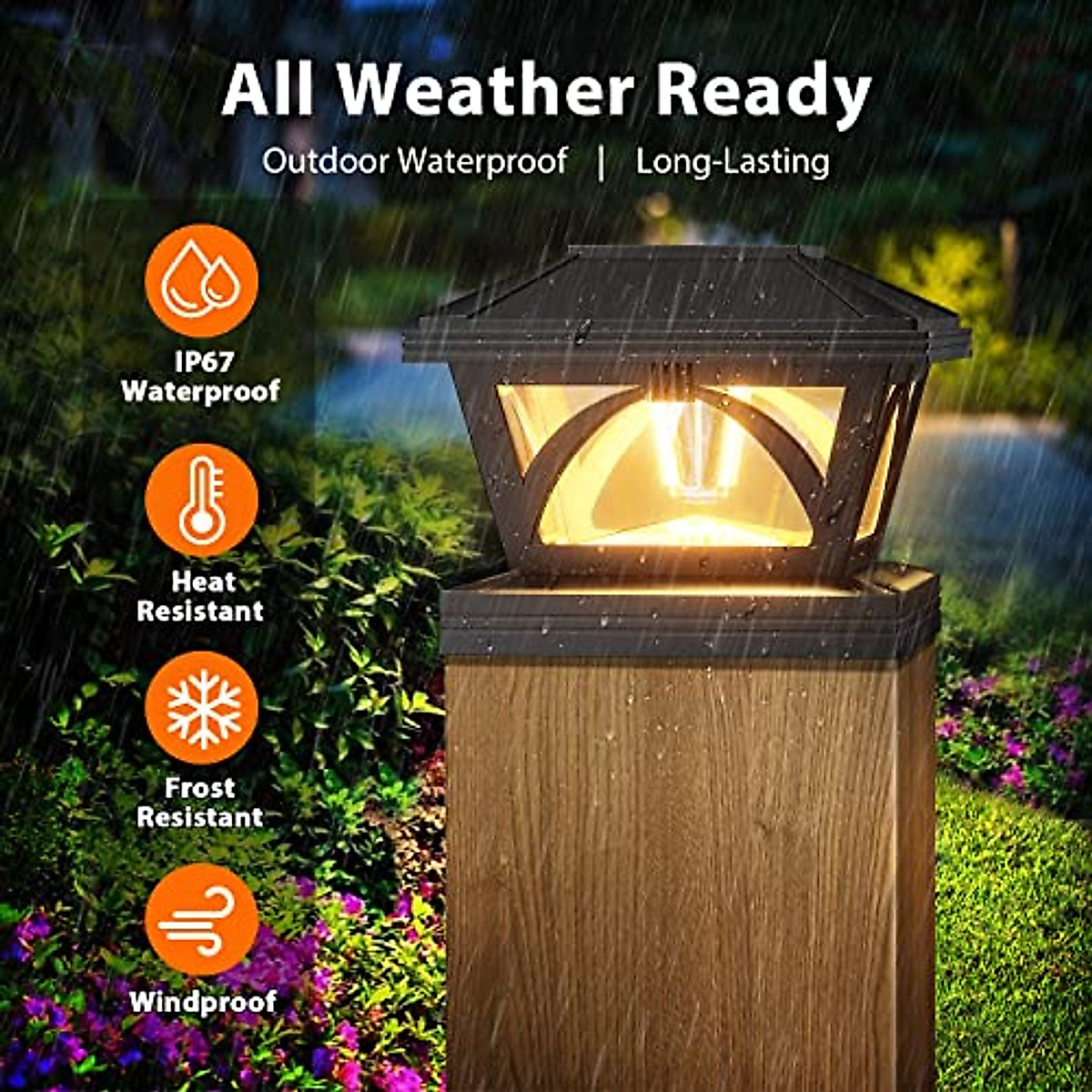 ENSLI Solar Outdoor Post Cap Lights, 6 Pack Brighter Solar Post Lights Outdoor Waterproof, Fence Post Cap Lights Solar Powered Deck Post Lights Fit 4x4 5x5 6x6 Posts for Fence Deck Garden Decoration