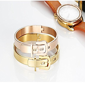 High Polished Stainless Steel Adjustable Belt Buckle Love Bracelets Bangle For Men/Women White Silver Perimeter 7.5inch