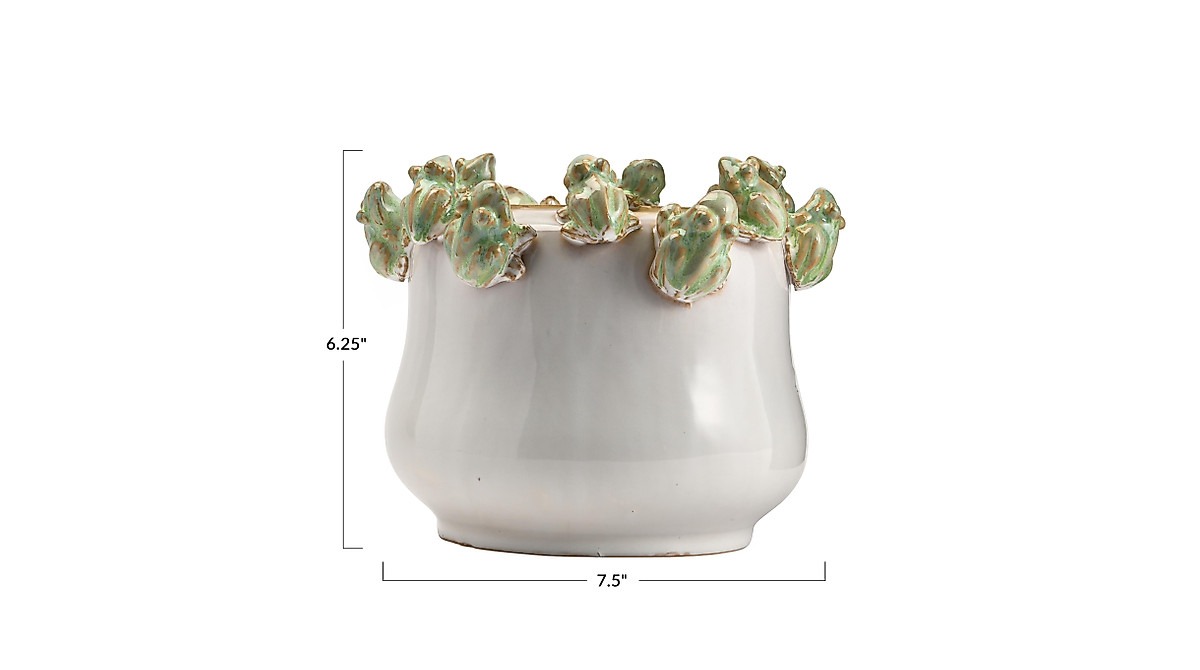 Creative Co-Op Frog Planter - Charming Stoneware Accent